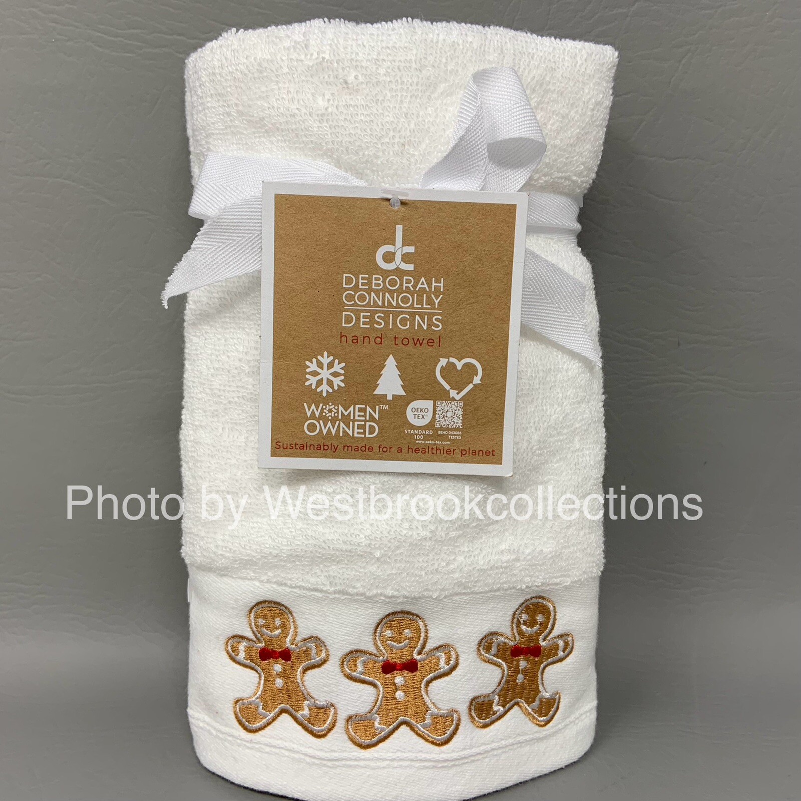Set of 2 Deborah Connolly Embroidered GINGERBREAD MAN Hand Towels 16x28 ...