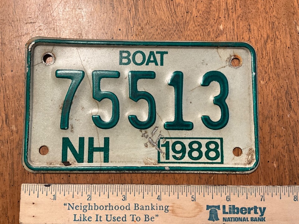 1988 New Hampshire Boat License Plate Tag 75513 | eBay