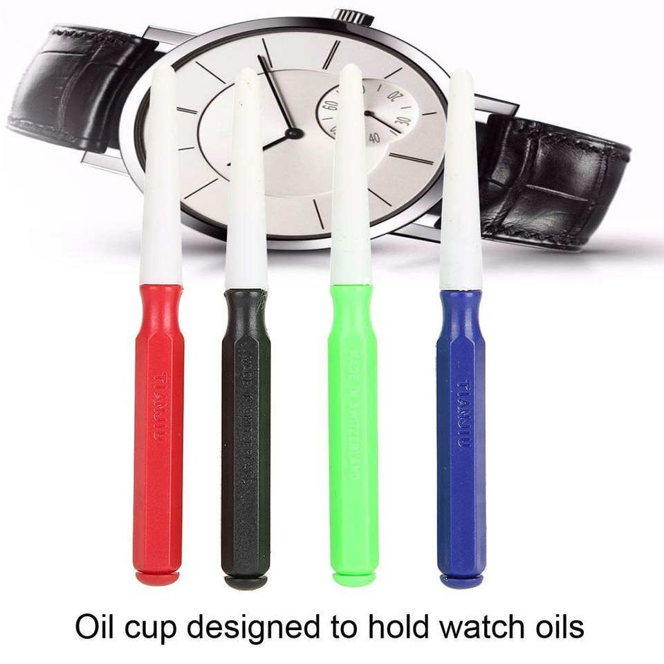 Watch Oiler Set Of 4 Oilers & 4 Oil Grease Cups On Alloy Stand ...