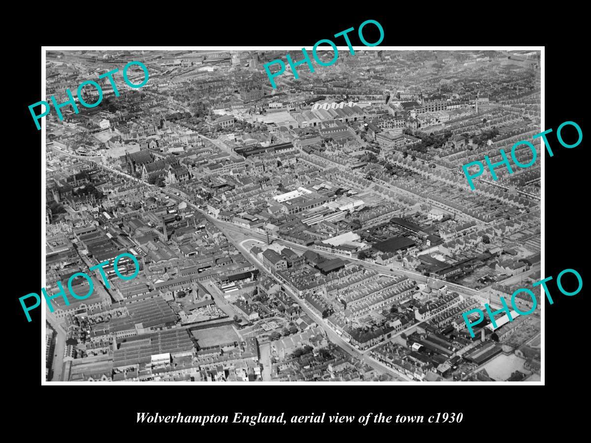 OLD LARGE HISTORIC PHOTO WOLVERHAMPTON ENGLAND AERIAL VIEW OF TOWN ...