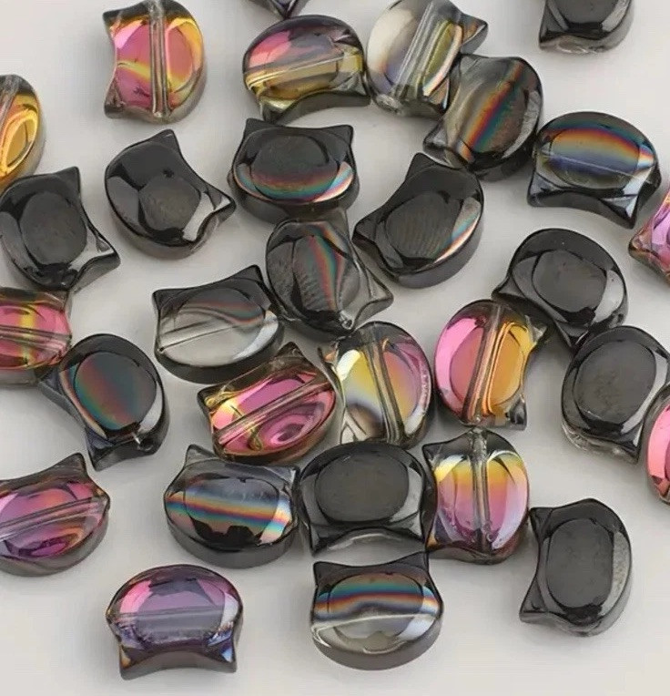 Cute Czech Glass Cat Beads 10mm Qty:15 | eBay