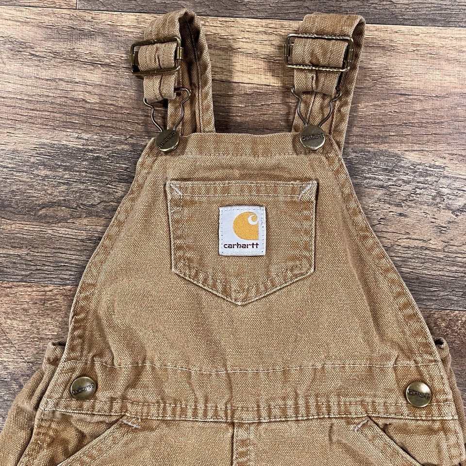 Carhartt Overalls Toddler 18 Months Baby Bib Overall Tan Brown Leg Snap ...