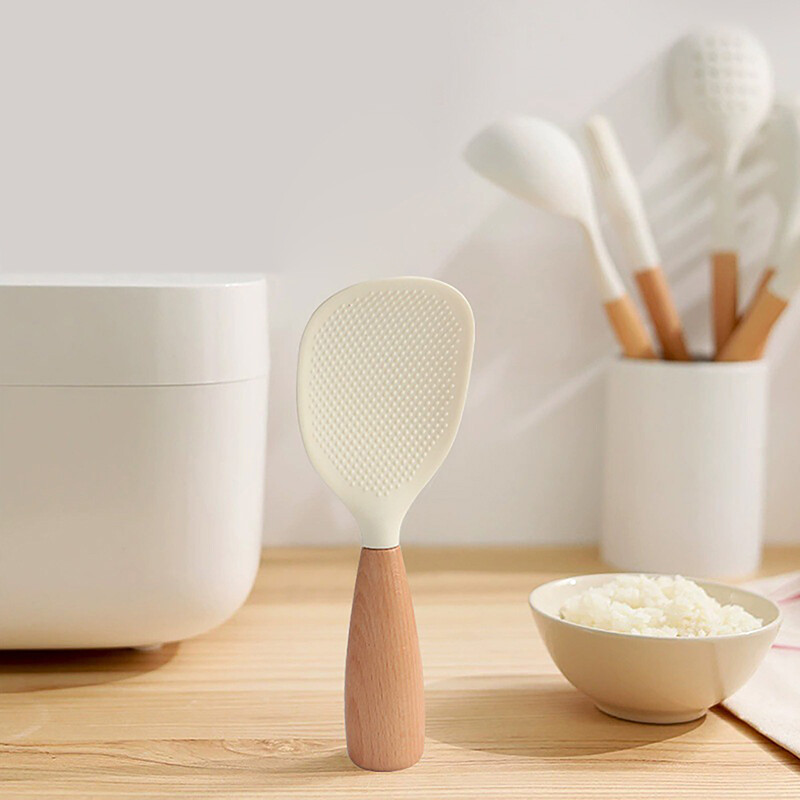 Kitchen Silicone Spoon Non-stick Cooking Spoon Anti-scalding Pot Rice ...