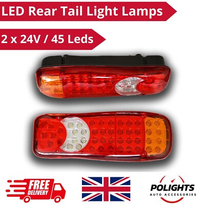 Rear Tail Led Lights 24v 2x Lamps 5 Function Trailer Lorry Truck ...