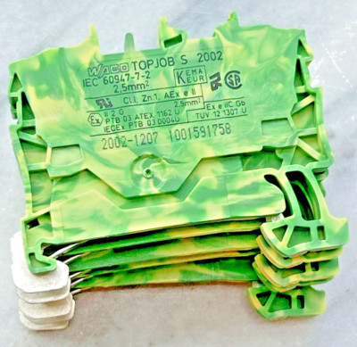 (5) WAGO 2002-1207, 2-conductor Ground Terminal Block, NEW | eBay