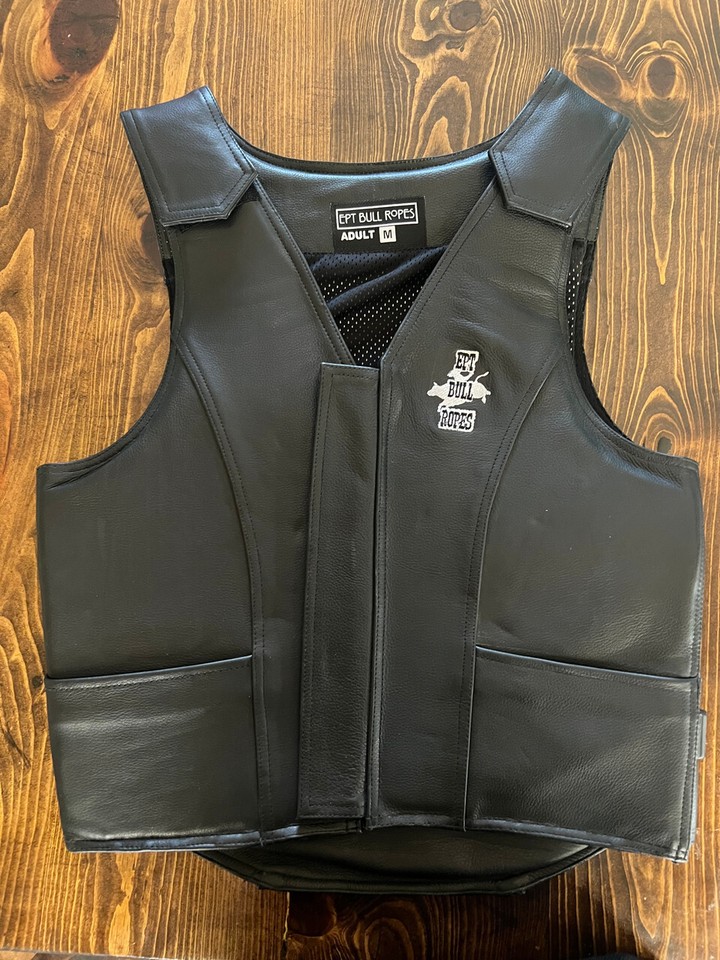 EPT Leather Bull Riding Vest - Black Leather EPT Brand - Adult Large | eBay