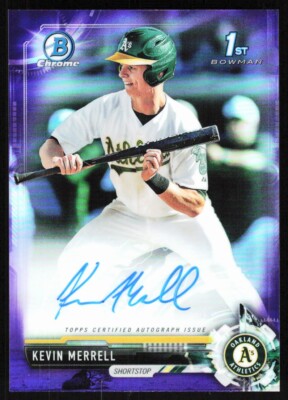 2017 Bowman Draft Chrome Purple Kevin Merrell Auto /250 Oakland ...