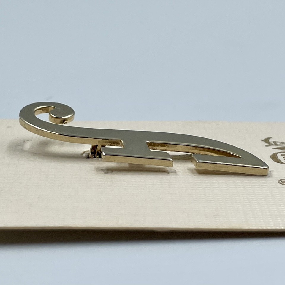 NOS Vintage Mamselle Initial Letter "F” Brooch Monogram Gold Tone Hand ...