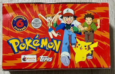 1999 Pokemon Merlin Topps Sticker Box ~ Contains 100 Sealed Packs Send ...