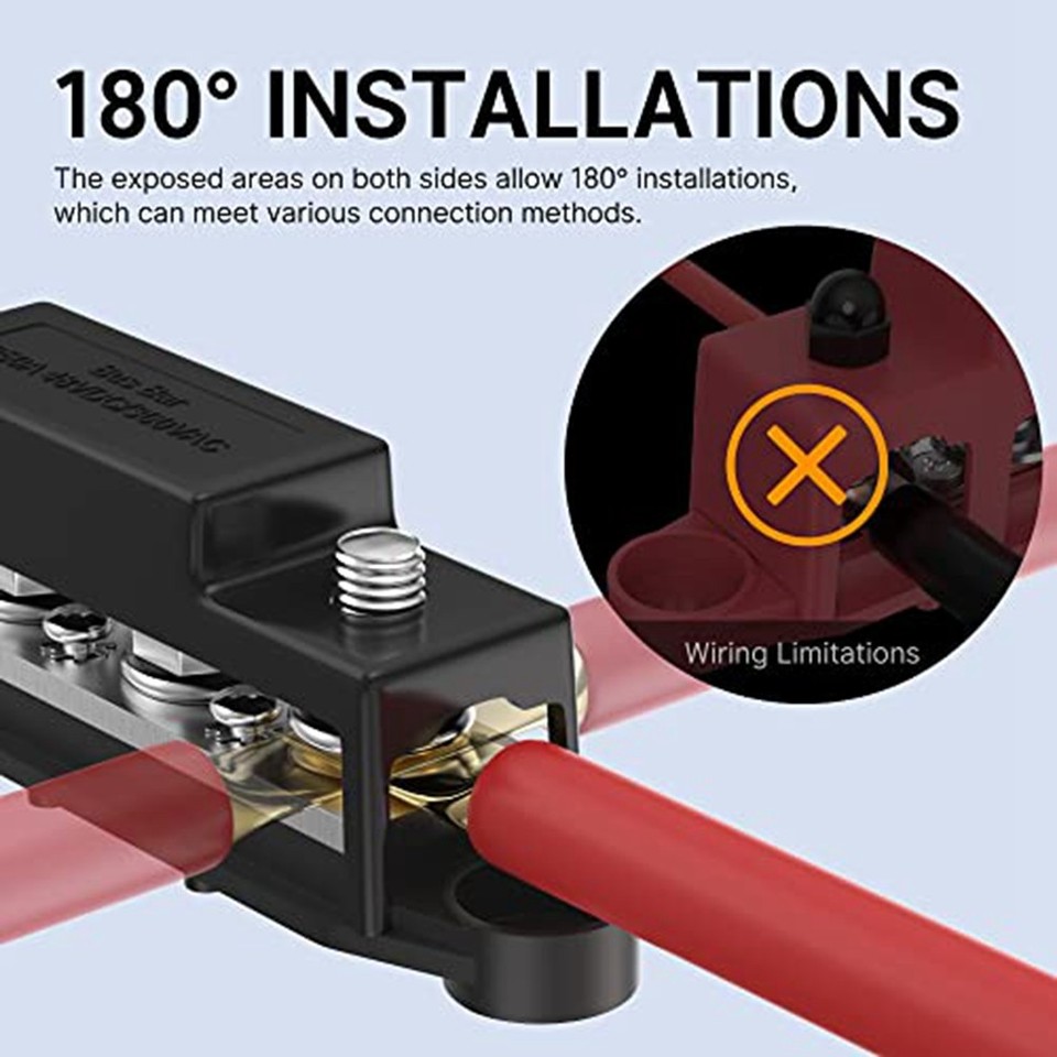 250A 12V Bus Bar Battery Distribution Car Audio 12 Volt DC Busbar 4 ...
