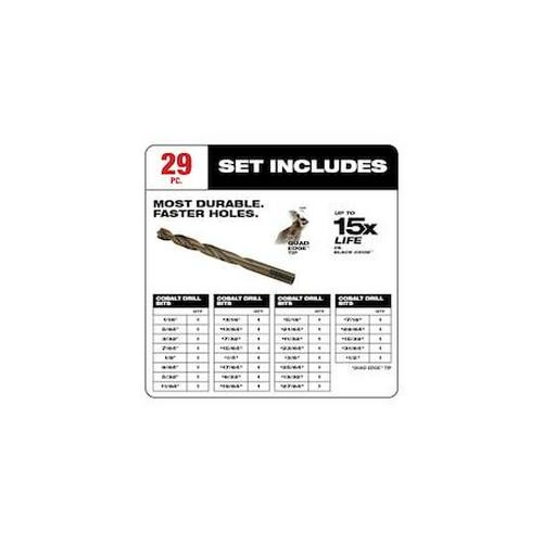 Cobalt Drill Bit Set 29 Piece Milwaukee RED HELIX Metal Stainless Steel ...