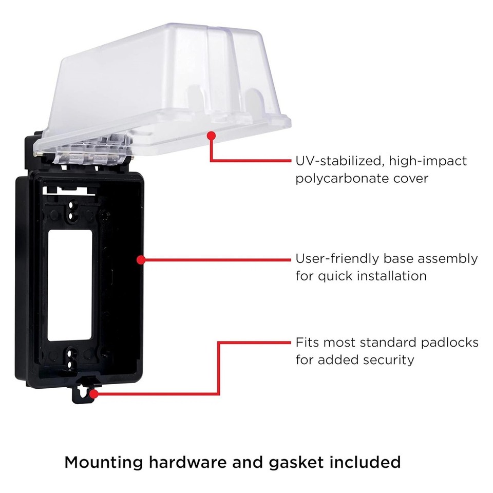 Single Gang Outdoor Outlet Cover Weatherproof Box With Clear ...