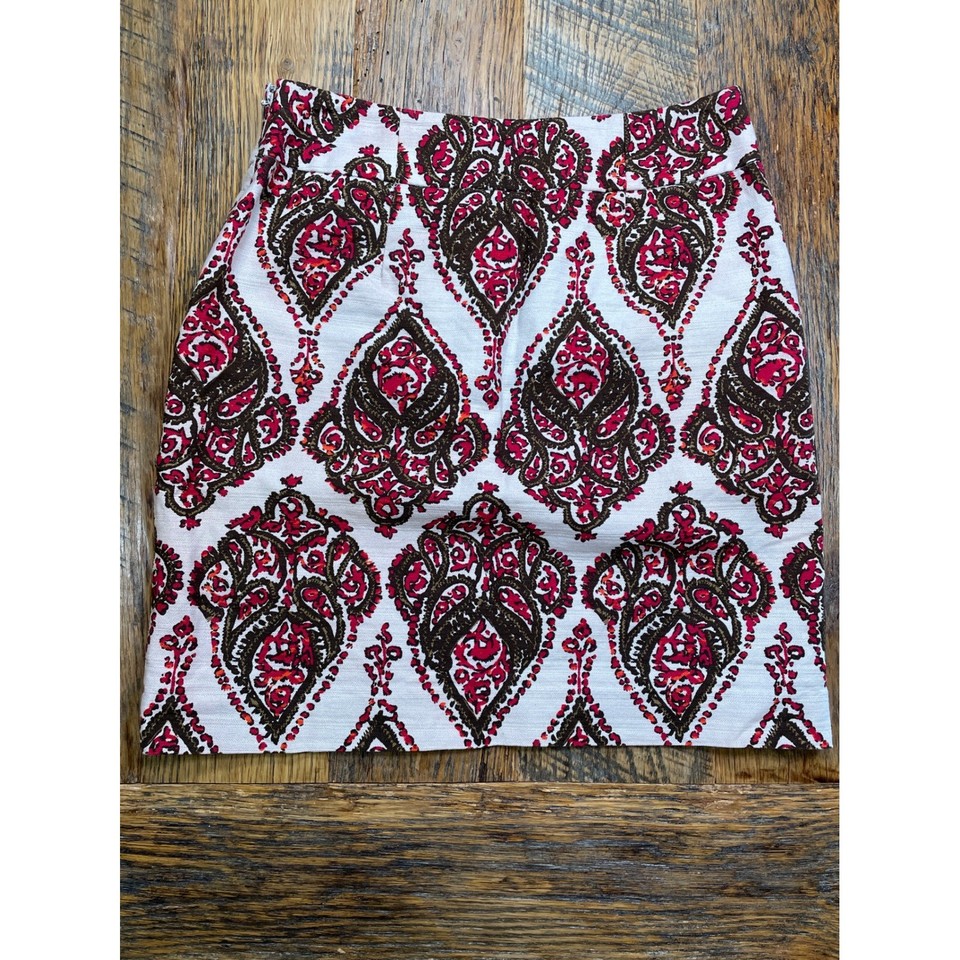 Merona Women's White Red Brown Ikat Print Mini Skirt Size 2 | eBay