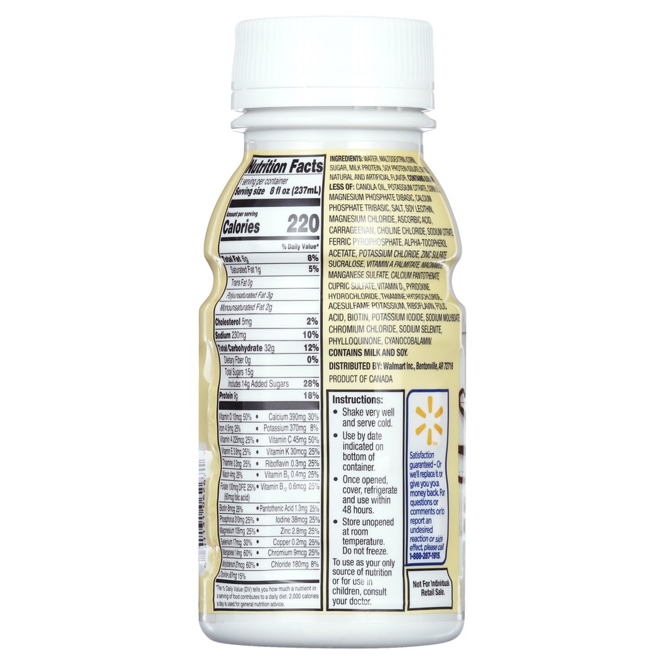 Equate Original Meal Replacement Nutritional Shakes, Vanilla, 8 fl oz ...