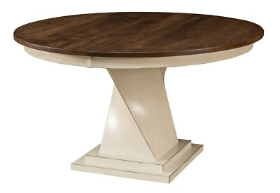 Round Transitional Dining Table Solid Wood Sculpted Pedestal | eBay