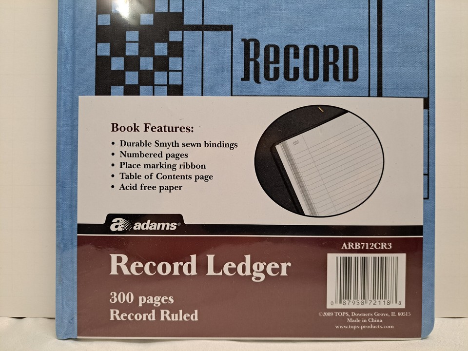 Adams - Record Ledger (300 Pages) Record Ruled - Blue Cloth Cover # ...