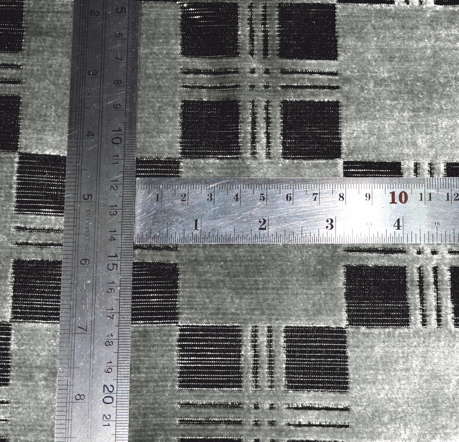 mq08a Silver Metallic Ash Grey Black Checker Shimmer Velvet Style ...