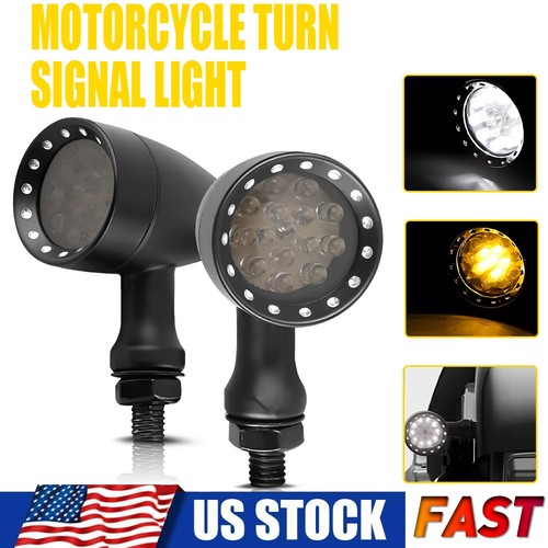 2x Black Bullet Motorcycle LED Front Amber Blinker Turn Signal Light ...