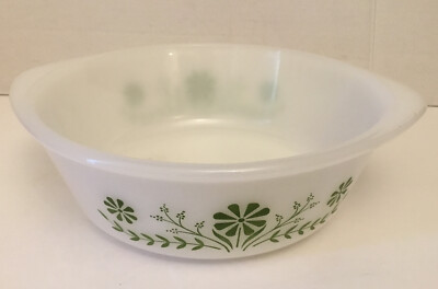 Pyrex Glasbake Serving Bowl - 2 Quart, Green Daisy Flower Pattern | eBay