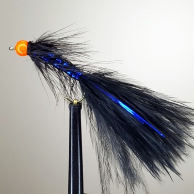 3 x ORANGE BEAD HEAD BLACK BLUE FLASH DAMSEL TROUT FLY Sizes 10,12,14 ...