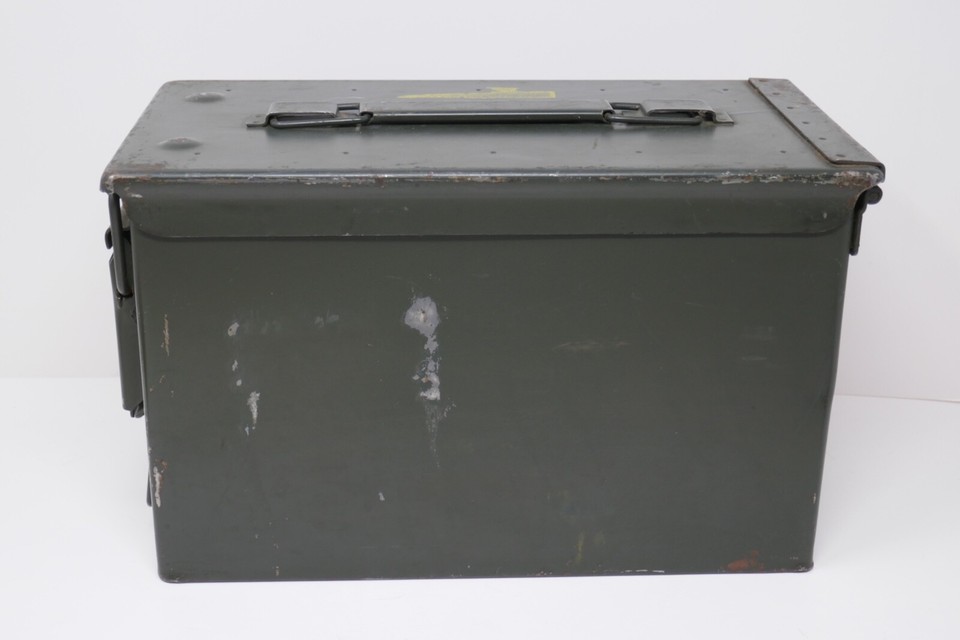 Metal Military Ammo Box Empty Storage Container ~ CAL .50 Linked M9 | eBay