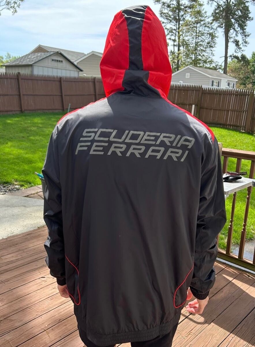 Super Rare Ferrari Puma Windbreaker Jacket Black Red Nylon Super Rare Ferrari Puma Windbreaker Jacket Black Red Nylon