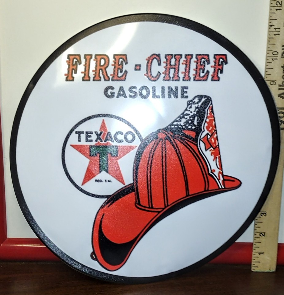Texaco Fire Chief Gas Pump Motor Oil Service Station Sign VTG Repro ...