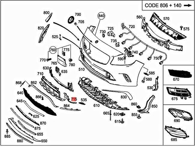 MERCEDES OEM 2017 Cla250 Front Bumper Grille Grill-trim Molding Left ...