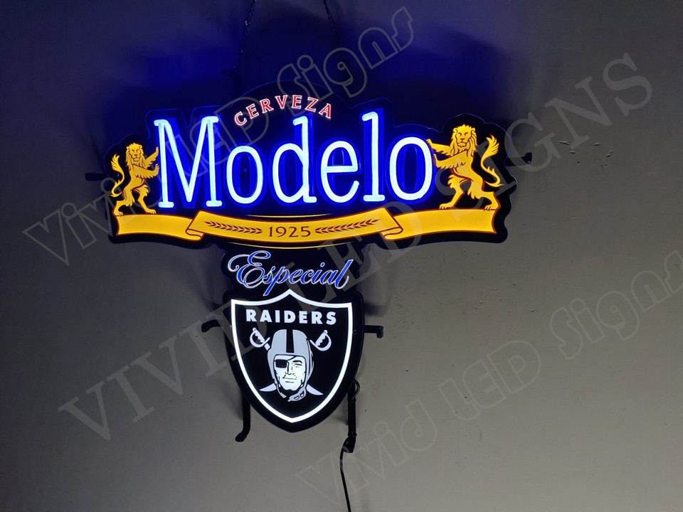 Modelo Cerveza Las Vegas Raiders 24"x20" Vivid LED Neon Sign Lamp With ...