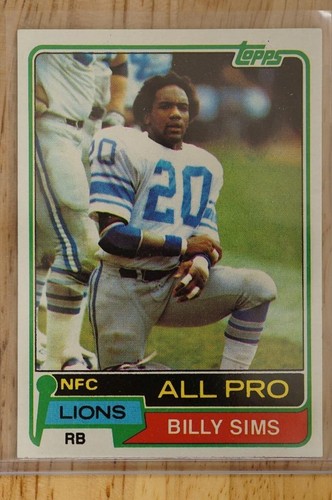 Vintage Topps Football Card 1981 All Pro Billy Sims NFC Lions RB | eBay