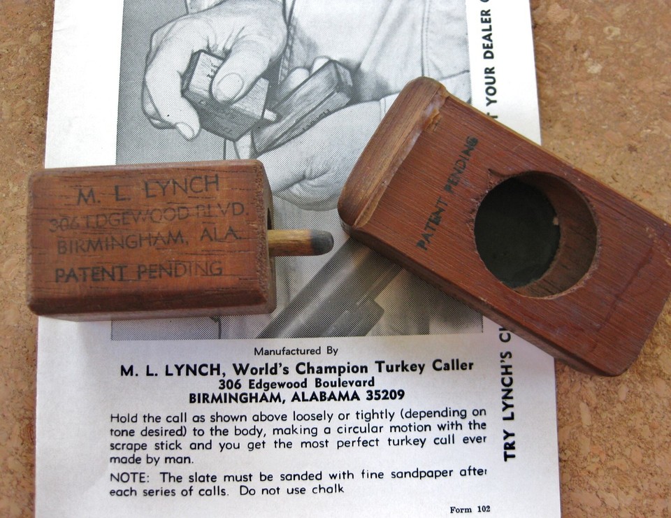 VINTAGE LYNCH "JET" PATENT PENDING TURKEY CALL WITH ORG PAPERWORK ...