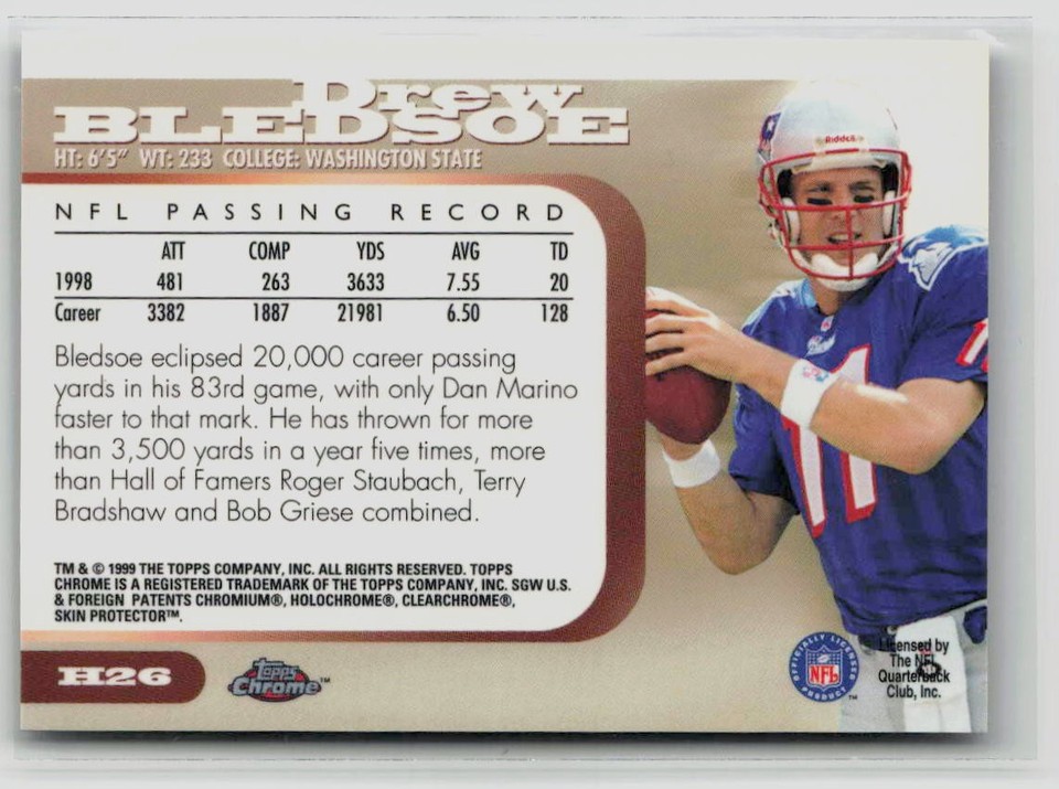 1999 Topps Chrome #H26 Drew Bledsoe Hall of Fame Hall Hopefuls | eBay