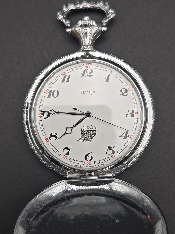 Vintage Timex Locomotive Train Railroad Pocket Watch - Currently ...