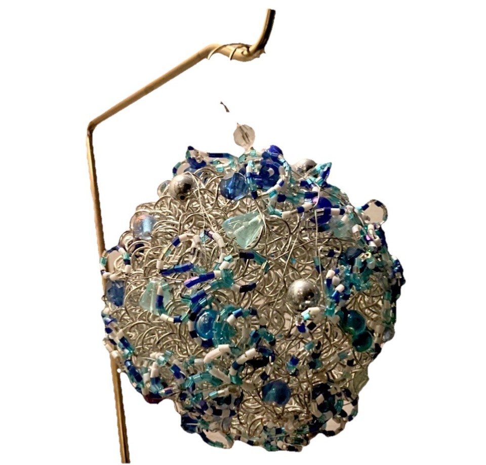 One Pier 1 Imports Beaded Wire 4 inch Christmas Ornament in Metallic ...