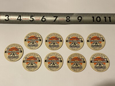 Milk Bottle Cap - 9 Dewan Dairy Homogenized milk caps - Oneida New York ...