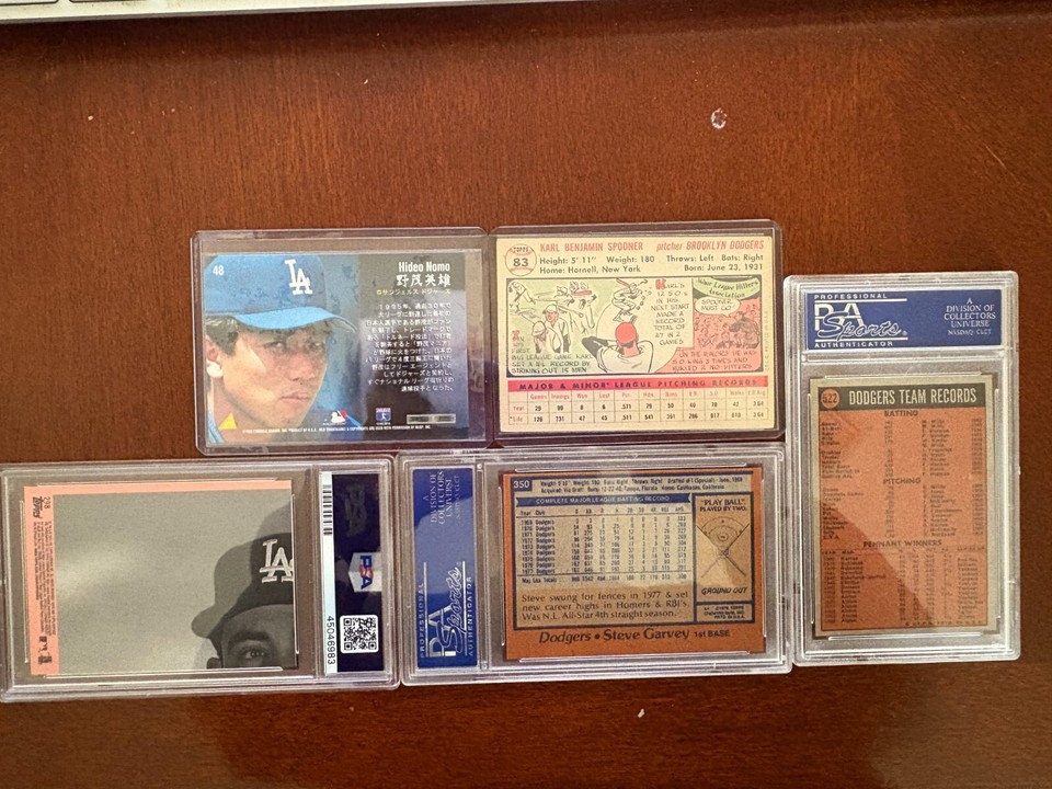 Lot of 5 DODGER Baseball Cards ( Garvey/Bellinger, 72 TEAM PSA) , Nomo ...