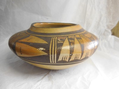 HOPI TEWA POLYCHROME SOUTHWEST POTTERY SEED JAR GEOMETRIC DESIGN 7 1/2 ...