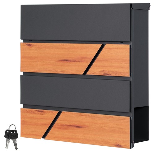 Cassetta postale da parete moderna antracite doghe aspetto legno con ...