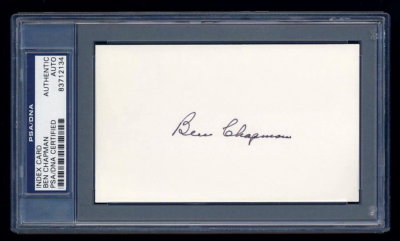 BEN CHAPMAN SIGNED INDEX CARD MINT PSA/DNA 1932 NEW YORK YANKEES WSC ...