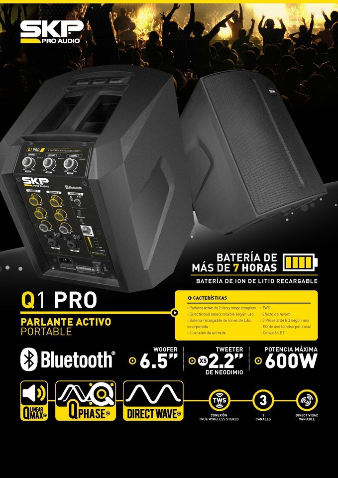 SKP Pro Audio Q1 PRO BT - Portable active loudspeaker 600W | eBay