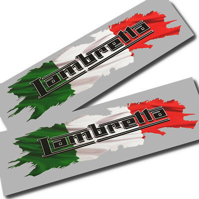 LAMBRETTA Italian flag jack Motorcycle graphics stickers decals x2 Med ...