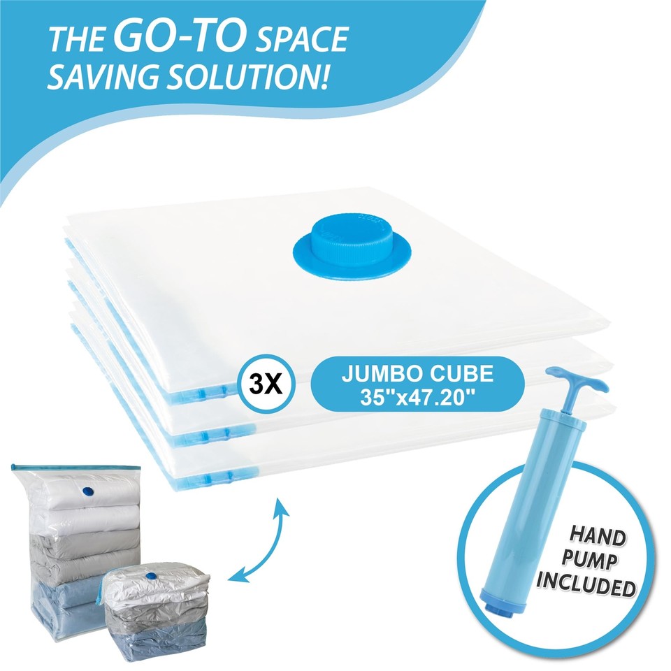 3 Pack Cube Vacuum Storage Bags Jumbo Vacuum Cubes For Storage Vacuum ...
