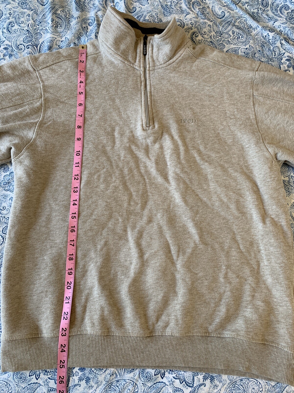 IZOD PerformX Beige Fleece 1/4 Zip-Up Long Sleeve Sport Athletic ...