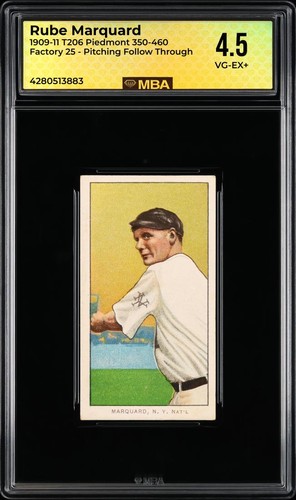 1909-11 T206: Rube Marquard Pitching Follow Through Piedmont MBA 4.5 VG ...