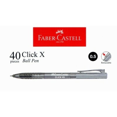 Faber-Castell Click X5 Pen 0.5mm Needle Point Retractable Black Ball ...