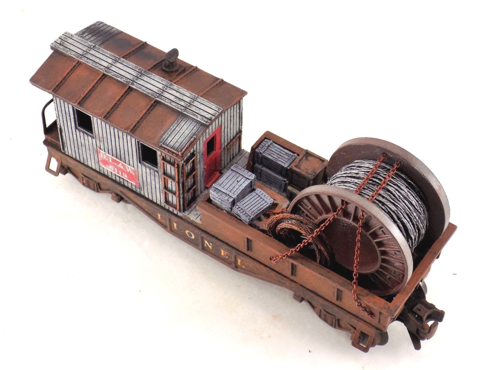 O LIONEL FLAT CAR WORK CAR CABOOSE CUSTOM LOAD PARTS LOCOMOTIVE BOX ...