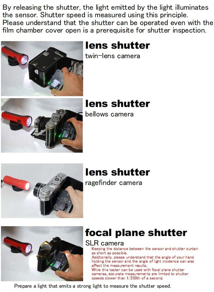Shutter Speed Tester for Leaf shutters, Lens shutters All-in-one-Kit w ...