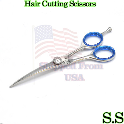 Barber Razor Edge Hair Cutting Scissor Curved 6.25" Beauty Instruments ...