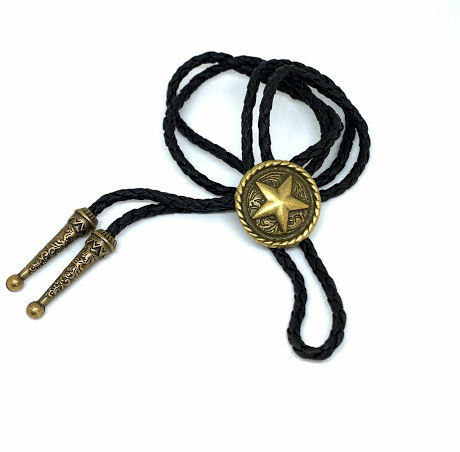 Western Cowboy Bolo Tie Black Stone Obsidian Rodeo Dance Necktie ...