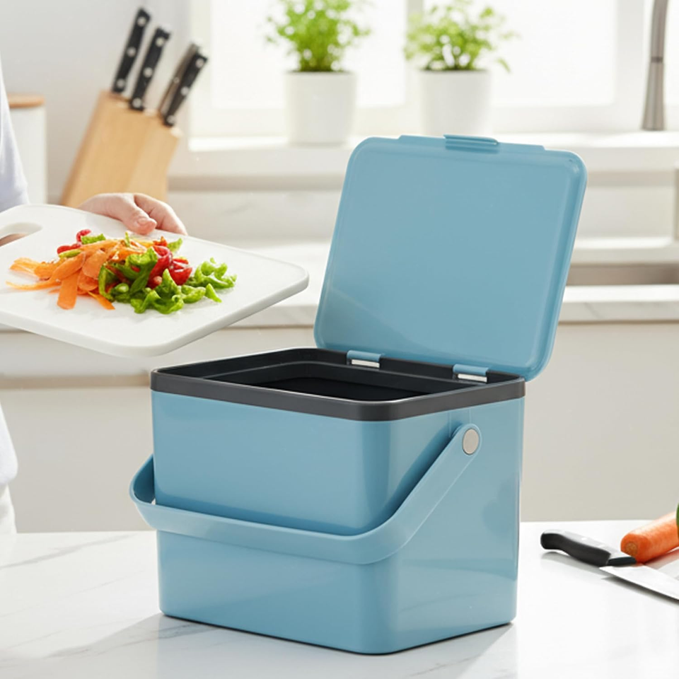 Food Waste Compost Bin, Kitchen Countertop Food Waste Caddy, Titanium ...